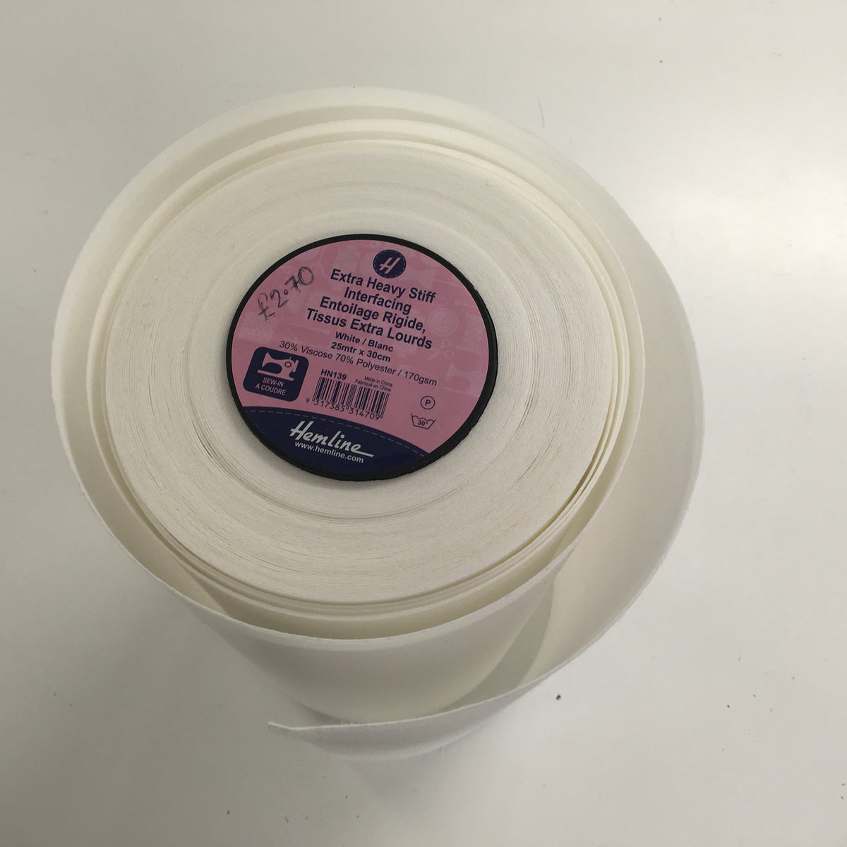 White Sew-in Interfacing extra heavy stiff HN139